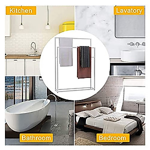-Shelf Balcony Bathroom Freestanding Towel Rack,Metal Bathroom Towel Holder Stand Floor,Rust-Proof Towel Hanger Stand for Kitchen,Outdoor Pool,Indoor/White/65 * 20 * 110Cm