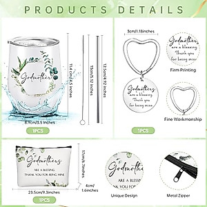 Didaey Set of 3 Godmother Gifts 12oz Stainless Steel Tumblers Godmother Gifts Godmothers Makeup Bags Key Chain for Thanksgiving Wedding Holiday Appreciated Gift(Leaves)