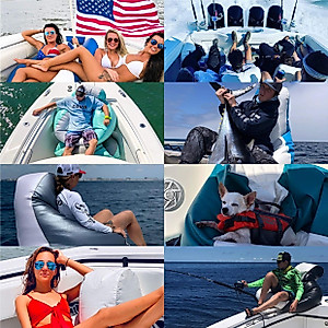 JoyBean Outdoor Bean Bag Chair - Water Resistant Marine Vinyl Ideal for Yacht Boat Pool Patio Garden Marine - Lawn Chair - Patio Furniture - for Adults Teens Kids (Large, White/Carolina Blue)