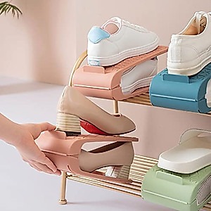 LUVADU ZCX Shoe Slots Organizer 2 PCS Shoe Slots Organizer, Adjustable Shoe Stacker Storage Space Saver Shoe Racks (Color : A)