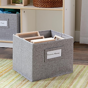 Guidecraft EdQ 5 Compartment Storage 24'' White with 3 Fabric Bins: Wooden Multi-Purpose Bookcase and Toy Organizers and Storage; Homeschool and Classroom Furniture