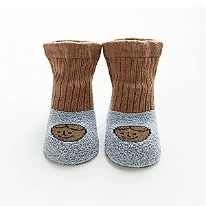 Lykmera Cute Children Toddler Shoes Autumn Winter Boys Girls Socks Shoes Floor Sports Shoes Non Slip Warm Shoes Socks (Blue, 0-6 Months)