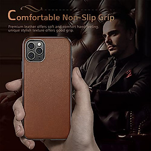 LOHASIC Designed for iPhone 12 Pro Max Case, Luxury Leather Business Premium Classic Cover Non Slip Soft Grip Shockproof Protective Cases Compatible with Apple iPhone 12 Pro Max 5G 6.7 inch - Brown