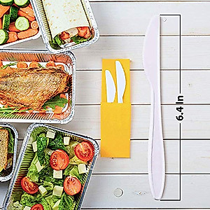 SafeWare White Plastic Knives Individually Wrapped 500 Pcs- Medium Weight - Ideal for Party, BBQ, Picnic, Home, Office, Restaurant Use.…