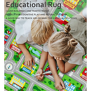 Yincimar Kids Carpet Playmat Car Play Rug City Life Traffic Road Kids Rug 5' x 6'6" Large Children Educational & Game Area Rug for Toddler Boys Bedroom Playroom Classroom