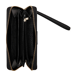 A|X Armani Exchange Women's Logo Zip Around Wallet Wristlet Wrislet Bag, Black, One Size