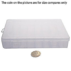 Yinpecly 24 Grids Double Buckle PP Component Storage Box Container Clear White with Removable Dividers Electronic Component Containers Tool Boxes 1pcs