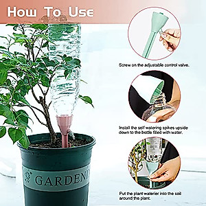 ONTOP 6 Pack Self Watering Spikes Small with Adjustable Slow Release Control Valve Switch Automatic Watering System for Potted Plants Self Watering Spikes for Outdoor Indoor Travel Plants Watering