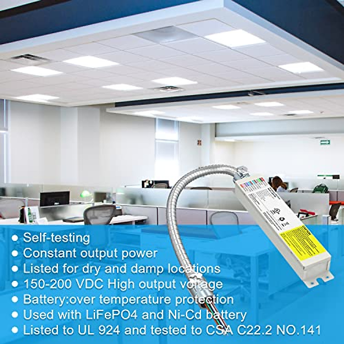 20W LED Emergency Light Driver 100-247V AC, 175V DC Rechargeable Emergency Driver Backup Battery, Emergency Time 90 Min Power Suply for Panel Light, Linear Light, UL Listed, 5-Year Warranty (10Pack)