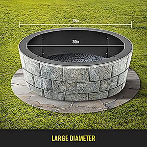 VBENLEM Fire Pit Ring 36-Inch Outer/30-Inch Inner Diameter, 10inch Height Fire Pit Insert 2.5mm Thick Heavy Duty Solid Steel, Fire Pit Liner DIY Campfire Ring Above or In-Ground for Outdoor