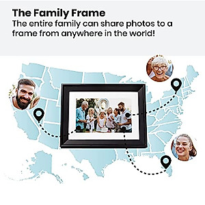 PhotoSpring 10in WiFi Digital Picture Frame with Battery, Send Photos from Anywhere via Email, App, or Web, Easy Touch Screen Setup, 1280x800 Display, Plays Videos, Black