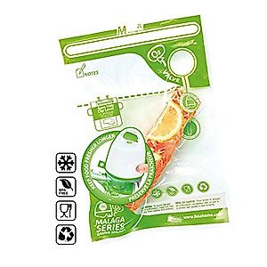 FOSA Reusable Vacuum Food Storage Bags Vacuum Zipper Bag, Medium (8 x 12 inches), 16 pack