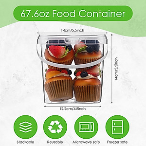 Menkxi 15 Pcs 68 oz Plastic Deli Containers with Lids and Handles Square Clear Food Storage Containers Reusable Freezer Containers for Food Storage and Meal Prep, Freezer and Microwave Safe