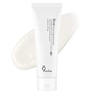 9 wishes Rice Foaming Cleanser 4.0Fl. Oz, 120ml (1 Pack) Non-Drying Mineral Face Cleansing - Gentle Exfoliator without Irritation - Rice Bran Extract and Rice Powder - Korean face wash