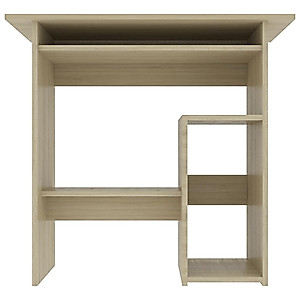 vidaXL Engineered Wood Desk with Keyboard Tray and PC Shelf, Space-Saving Home Office Desk, Easy to Clean, Modern Design in Sonoma Oak Finish