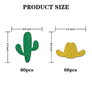 Western Confetti Glitter, Wild Western Birthday Table Confetti, Cowboy Cowgirl Paper Scatter, Mexican Wedding Fiesta Graduation Party Table Decorations Confetti, 120pcs