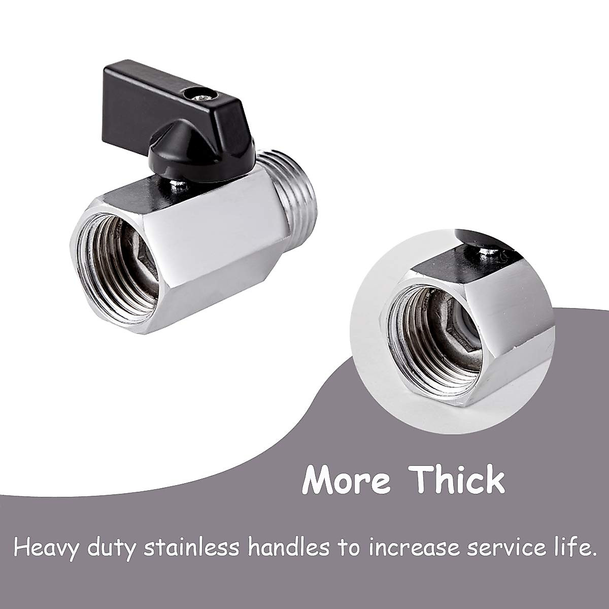 CPWUFIYD 2 Pack Brass Mini Ball Valve 1/2" NPT Female x Male Thread Shut-Off Valve