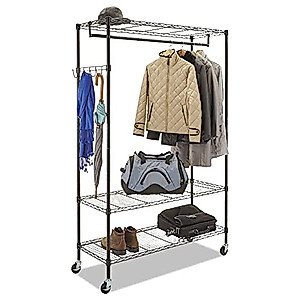 n/a Wardrobe Clothes Storage Rack Wire Shelving Garment Rack Black Stand Floor Hanger Storage