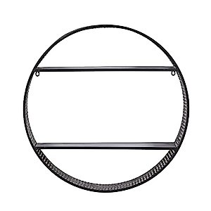 Deco 79 Metal 2 Shelves Wall Shelf, 26" x 5" x 26", Black