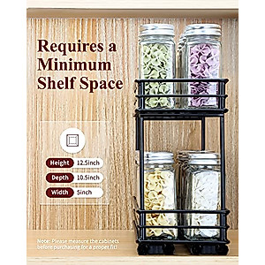 Sakugi Spice Rack Organizer for Cabinet - 2-Pack 2-Tier Pull Out Spice Rack for Kitchen Cabinet, Rustproof & Durable Spice Cabinet Organizer, Spice Organizer, 4.33''W x 10.23''D x 8.54''H