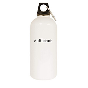 #officiant - 20oz Hashtag Stainless Steel White Water Bottle with Carabiner, White