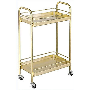 Utility Cart Lab Serving Cart, Medical Cart Iron Rolling Storage Cart, 2-Tier Shelf with Wheels,Beauty Salon Organizer ShelfNarrow Kitchen Trolley Supply Trolleys Rolling Cart