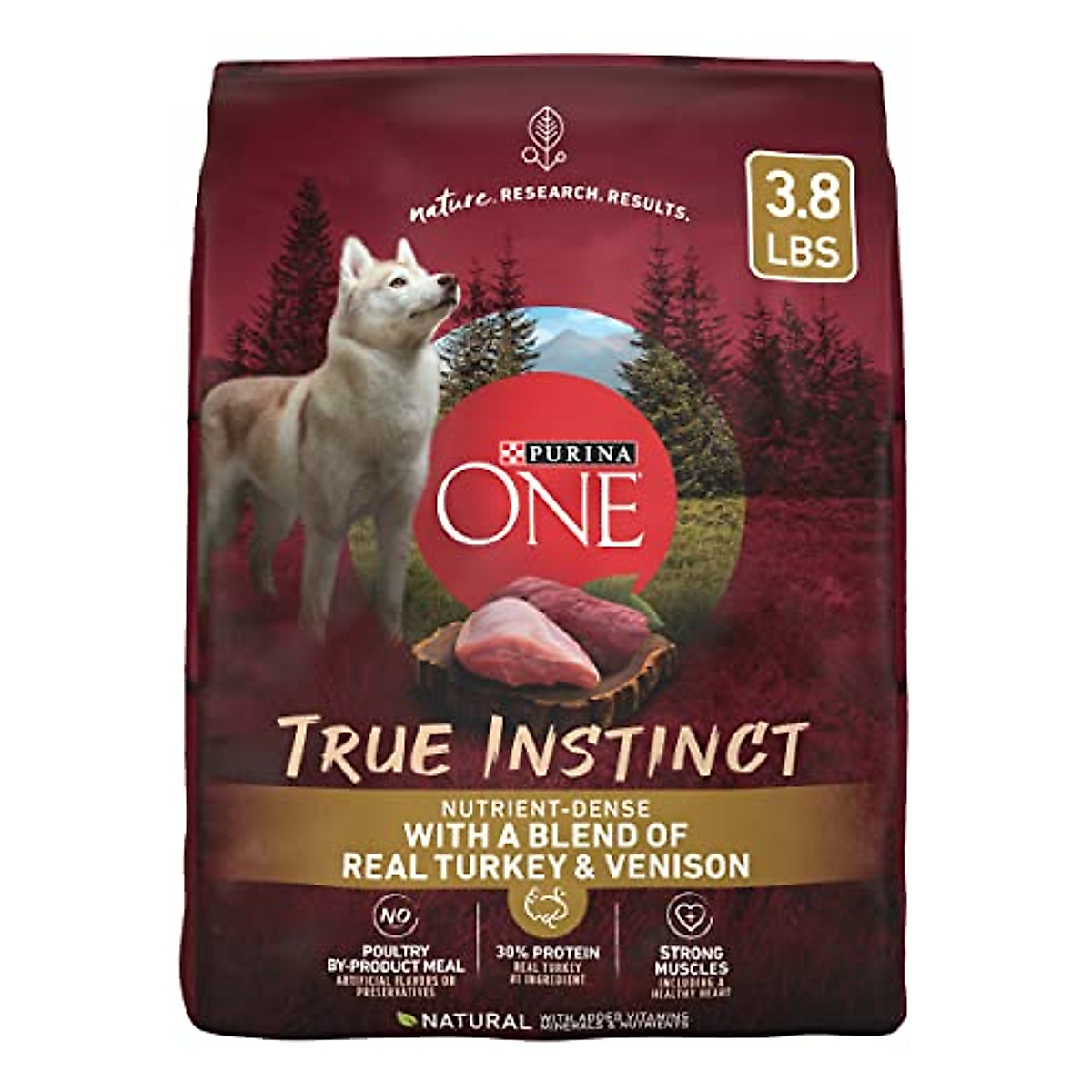 Purina ONE High Protein, Natural Dry Dog Food, True Instinct With Real Turkey & Venison - (4) 3.8 lb. Bags