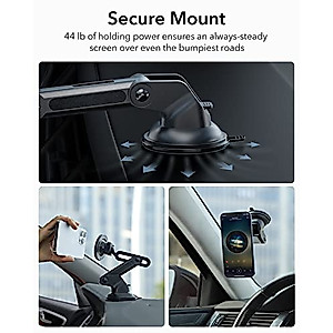 ESR Dashboard Car Phone Mount (HaloLock), Compatible with MagSafe Car Mount, Windshield Magnetic Car Phone Holder for iPhone 14/13/12 Series, Car Accessories, Charging Not Supported, Metallic Grey