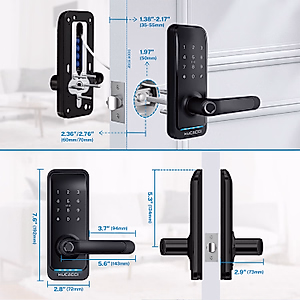 KUCACCI Smart Door Lock, Keyless Entry Door Lock, Fingerprint Door Lock, Digital Door Lock, Keypad Door Lock with Handle, Bluetooth WiFi Door Locks, Smart Door Handle for Smart Home(Black)