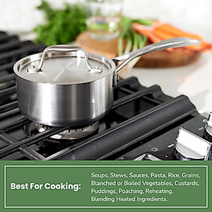 American Kitchen - 1 Quart Stainless Steel Sauce Pan, with cover, Made In America