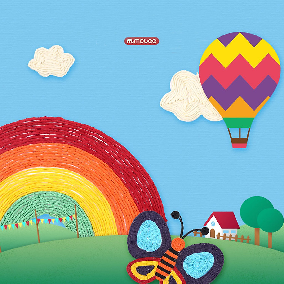 Mobee Color Rope Paste Painting Sticky Mosaics Kids 8 Cards DIY Art Crafts Creative Educational Toys