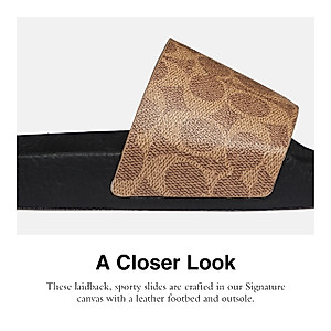 Coach Women's Udele Coated Canvas Slide Slipper, TAN, 7