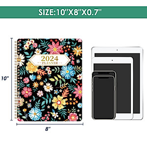 2024 Planner - Planner 2024, January 2024 - December 2024, 8" x 10", Weekly Monthly Planner 2024 with Printed Tabs, Flexible Cover, Twin- Wire Binding