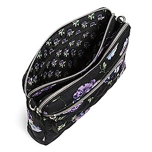 Vera Bradley Women's Performance Twill Triple Compartment Crossbody Purse, Floating Plum Pansies, One Size