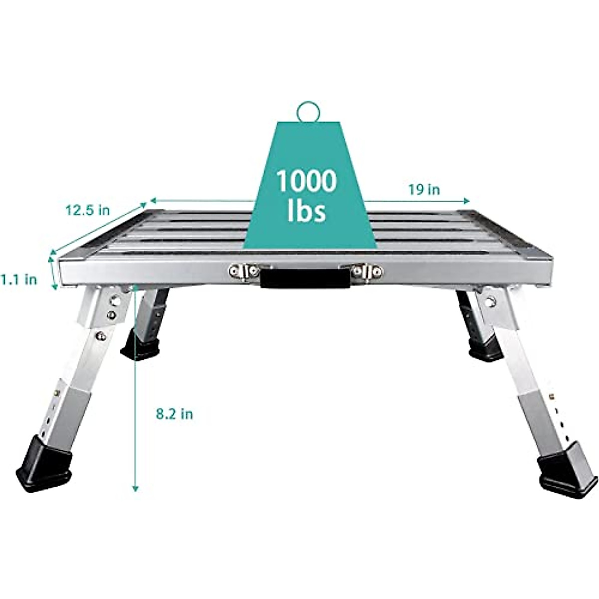 VOGREX 19" x 12.5" RV Steps, Adjustable Height Folding Platform Step Stool with Non-Slip Rubber Feet, Aluminum Step Accessories for RV Camper Traile, Supports Up to 1000 lbs