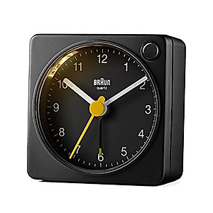 Braun Classic Mixed Black Analogue Alarm Clock Home Gift Bundle with Snooze and Light, Quiet Quartz Movement, Crescendo Beep Alarm in Black, Model BC12B, BC02XB (2 Pack)