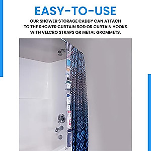 Grand Fusion Hanging Shower Caddy, Fabric Shower Caddy with Mesh Design, And Attached Hook And Loop, Pack of 1