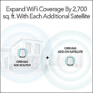 NETGEAR Orbi Tri-Band WiFi 6 Mesh Add-on Satellite (RBS860) - Works with Orbi RBR860S and RBK863S, Adds Coverage Up to 2,700 sq. ft., AX6000 (6Gbps)