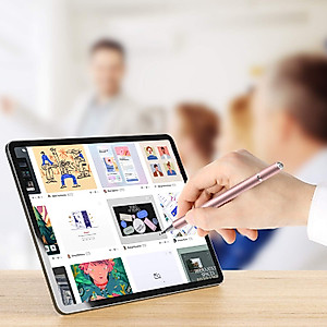 Benote Stylus Pen for Touch Screen, Fine Tip Stylus with Rubber Tip Disc Tip High Sensitivity Drawing Writing Tablet Pen for ipad, iPhone, Apple, Android, hp Chromebook, Phone - Rose Gold