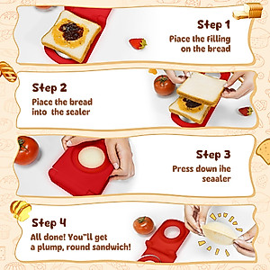 Metal Sandwich Cutters for Kids Lunch,Round Sandwich Cutter and Sealer,Peanut Butter Jelly Sandwich Cutter,Ideal for School Lunch Boxes and Bento Boxes Boys Girls(Round RED)