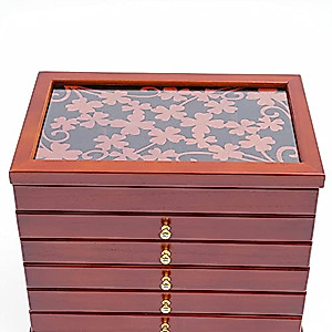 TFCFL Wooden Jewelry Box for Women, 6 Layers Jewelry Storage Organizer Box for Jewelries, Ring, Watches, Necklace (Brown)