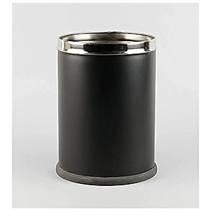 King International 1.84 Gallon Black Open Trash Can, Wastebasket, Garbage Container Bin, Bathroom, Powder Room, Bedroom, Kitchen, Craft Room, Office,