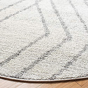 SAFAVIEH Adirondack Collection 6' Round Ivory/Grey ADR162A Modern Moroccan Non-Shedding Dining Room Entryway Foyer Living Room Bedroom Area Rug