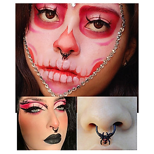 Jewseen 16G Septum Ring Black Spider Septum Jewelry Septum Piercing Hinged Segment Ring Nose Ring Hoop Daith Earring Cartilage Earring Hoop for Women Men Septum Clicker for Halloween