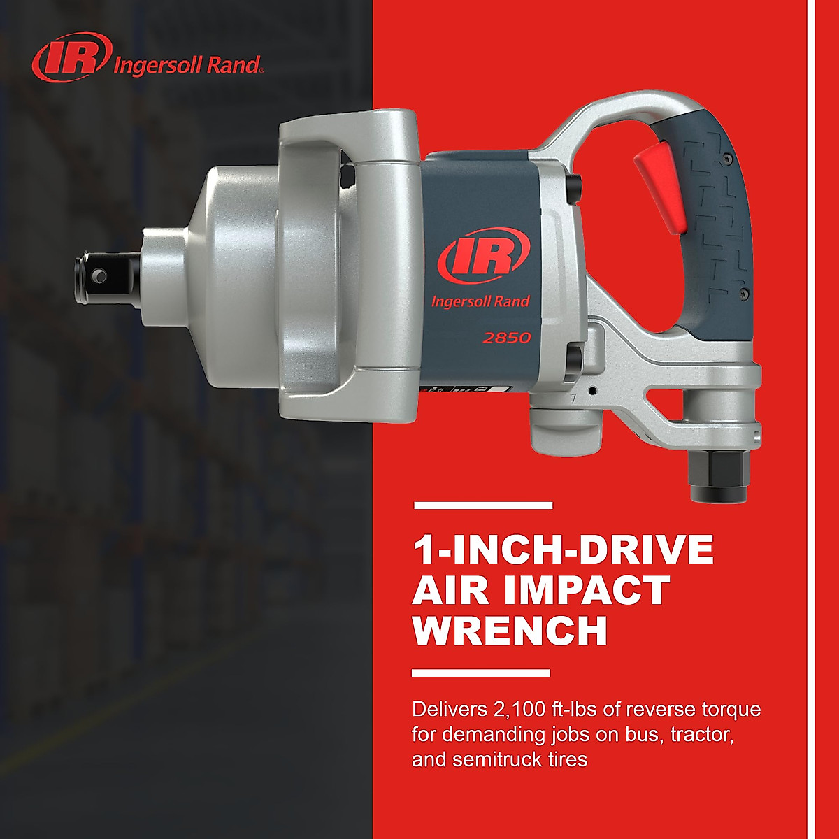 Ingersoll Rand 2850MAX 1" Air Impact Wrench, 2100 ft-lbs Max Torque, D-handle