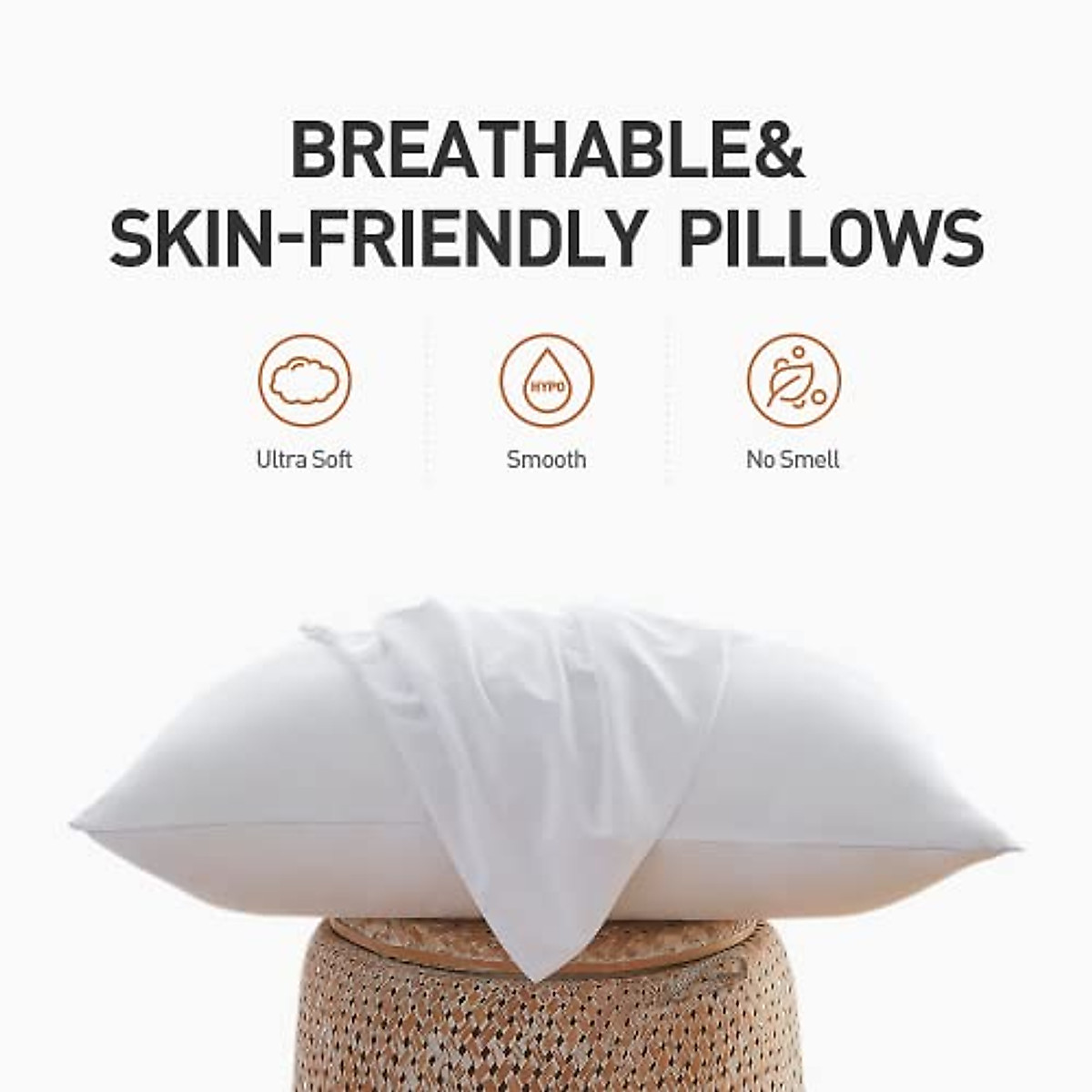 Acanva Cooling Bed Pillows for Sleeping 2 Pack, 3D Microfiber Filling Luxury Soft Supportive Plush for Side Back and Stomach Sleepers, with Breathable Removable Cover, Queen Size, White 2 Count