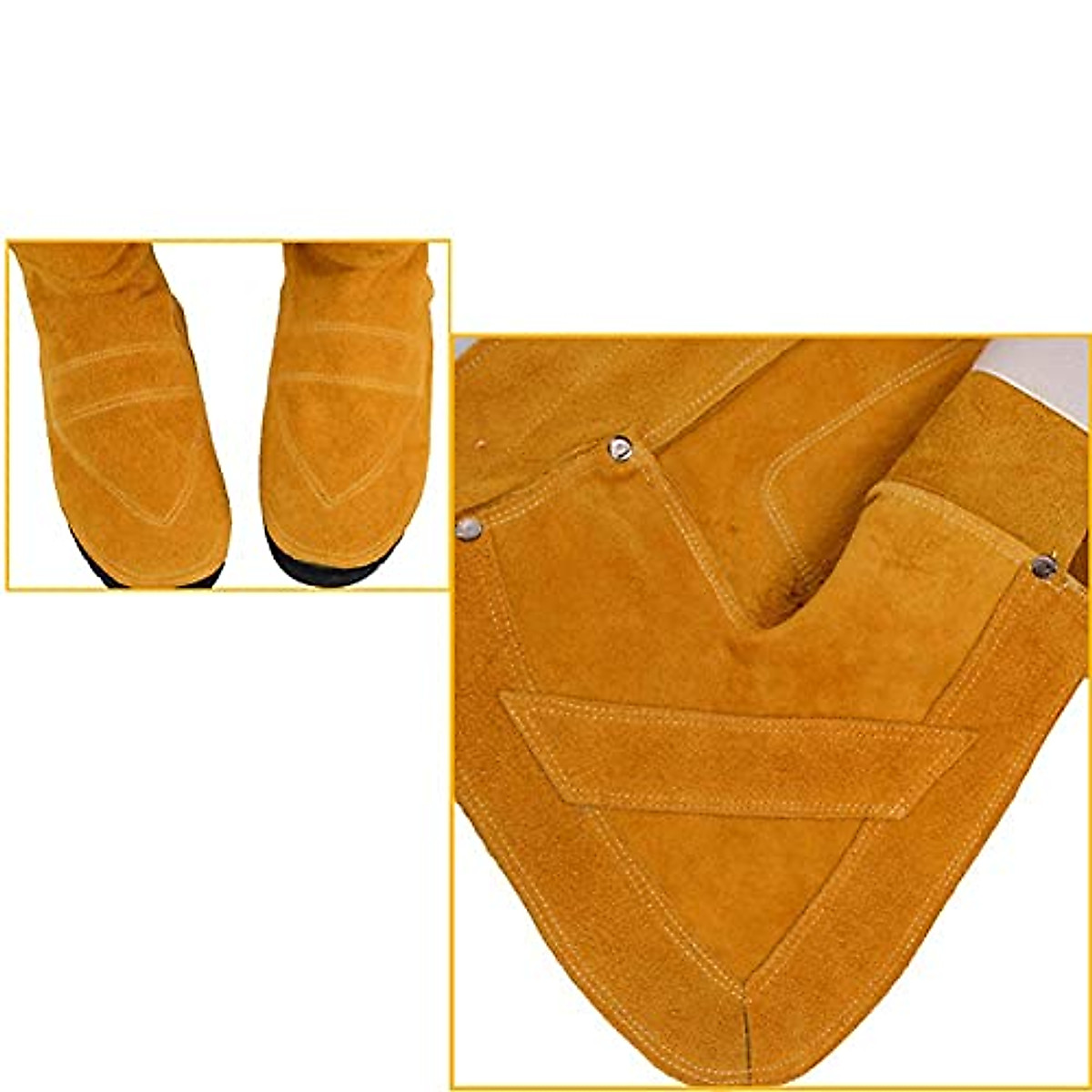 QEES 11" Welder Shoe Protector, Long Cowhide Leather Shoe Protector, Heat and Abrasion Resistant Welding Spats Shoes Cover, Welder Working Tool Thick Three-Layer Protection Feet Cover for Human Calf