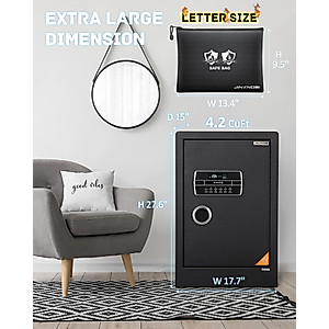 JINXNOBI Large Safe Box ,4.2 Cubic Feet Home Safe Box with Fireproof Waterproof 27.6in Security Big Safe with Electronic Keypad Digital Lock for Office Hotel