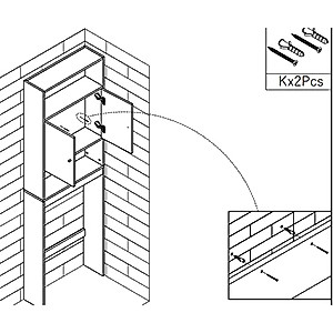 MIRACOL Over Toilet Storage Cabinet - 61.8" Tall with Adjustable Shelf Double Doors Freestanding Bathroom Cabinets Rack - Bathroom Storage Space Saver Organizer White