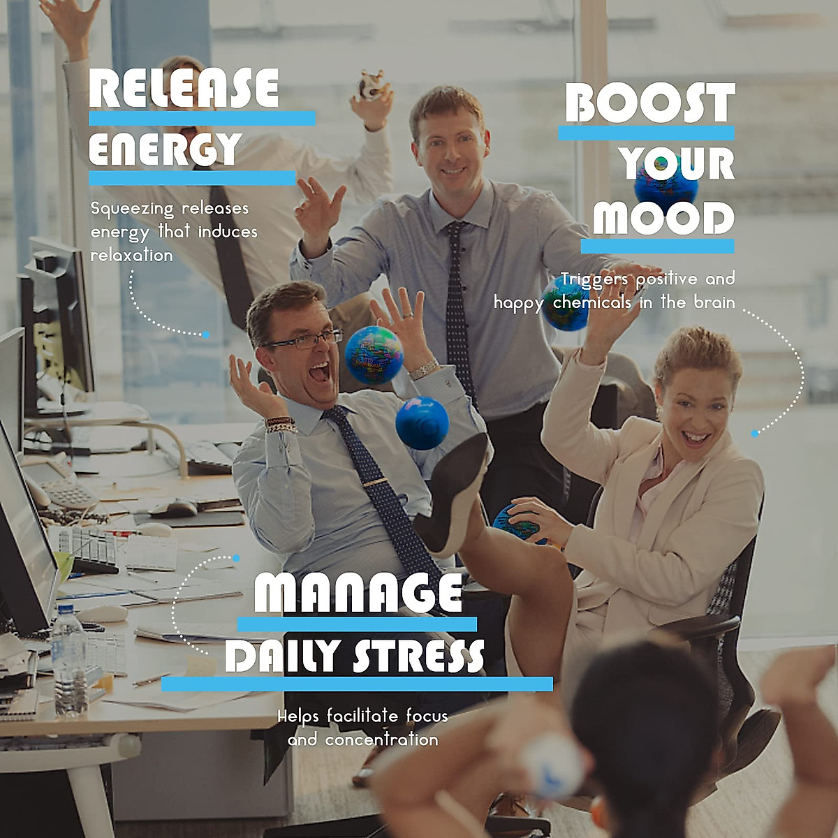 24 PCS Globe Squeeze Balls,2.5 Inch Stress Ball,Pressure Relieving Health Balls,Foam Squeeze Balls for Kids,School,Classroom,Party Favors